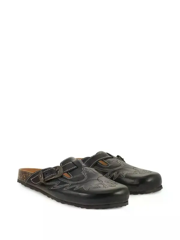 MEXICANA Bahia Rust Embroidered Mules - Black