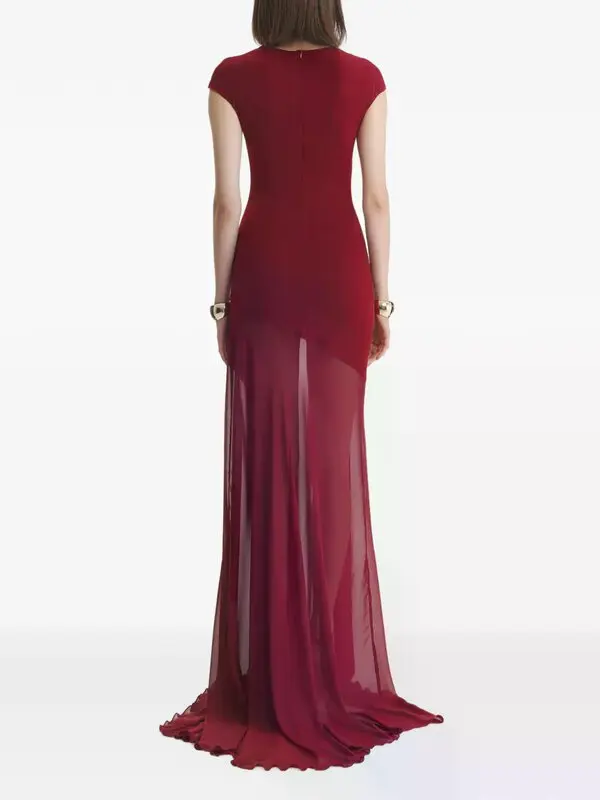 2310 STUDIO Sheer-panel Cap-sleeve Maxi Dress