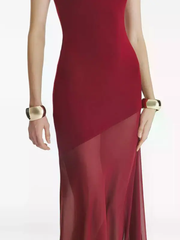 2310 STUDIO Sheer-panel Cap-sleeve Maxi Dress