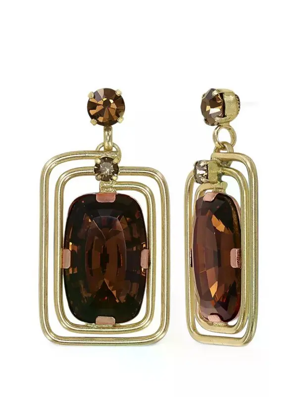 KONPLOTT To The Max Cushion-cut Crystal Drop Earrings - Gold
