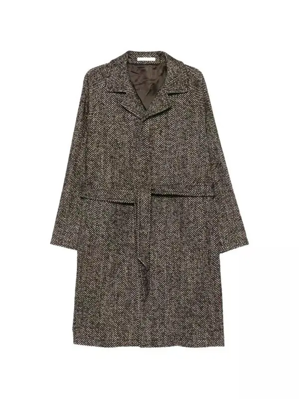 Tagliatore Herringbone-pattern Belted Coat