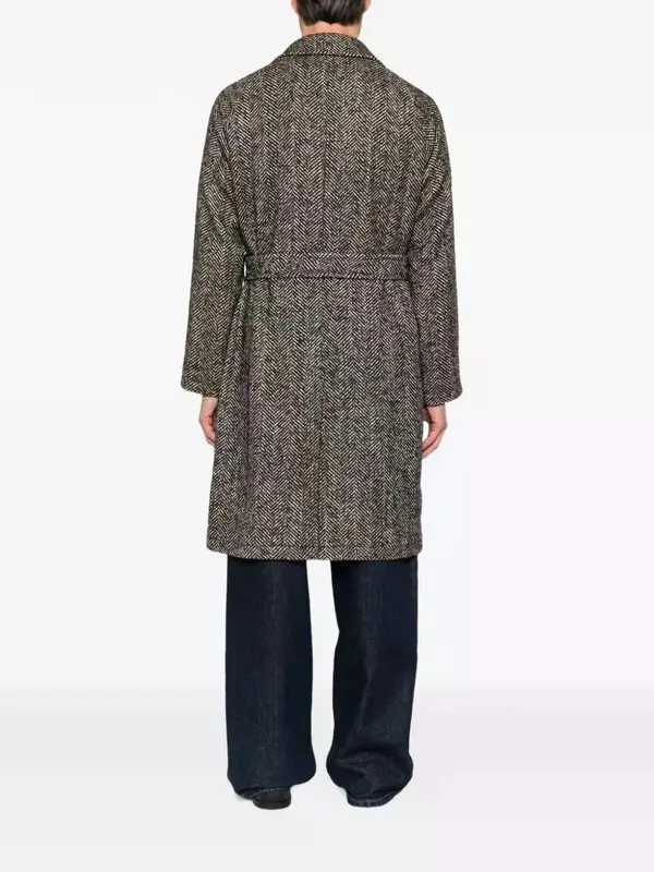 Tagliatore Herringbone-pattern Belted Coat