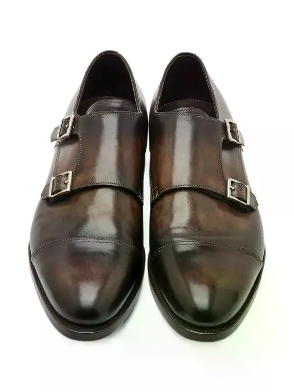 Santoni Double-strap Leather Monk Shoes