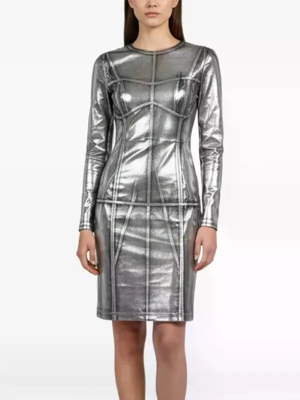 Patrizia Pepe Long-sleeve Mini Dress - Silver