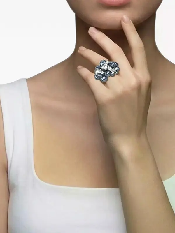 KONPLOTT Crystal-embellished Pearl-cluster Ring