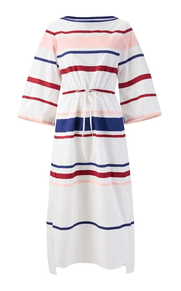 Rosie Assoulin Ribbon Caftan Cotton Poplin Dress - Multi