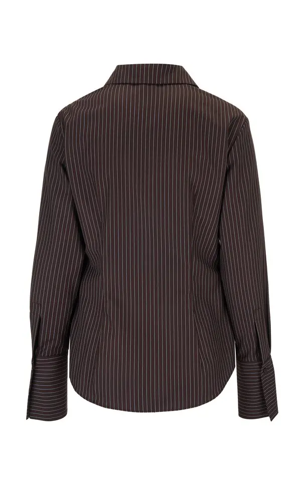 Rosie Assoulin Queen V Pinstripe Twill Shirt