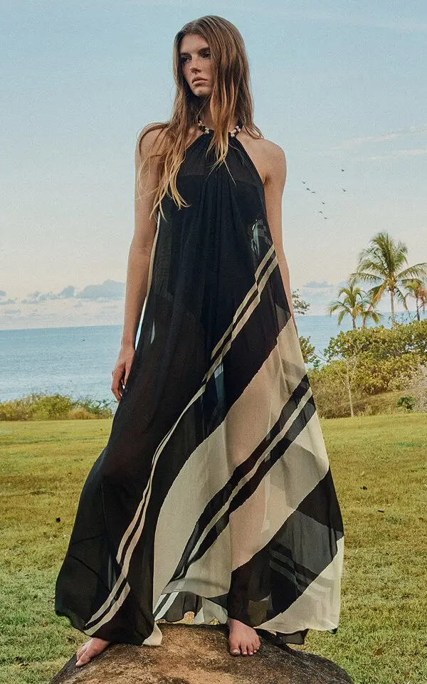 Johanna Ortiz Tactile Winds Chiffon Maxi Dress