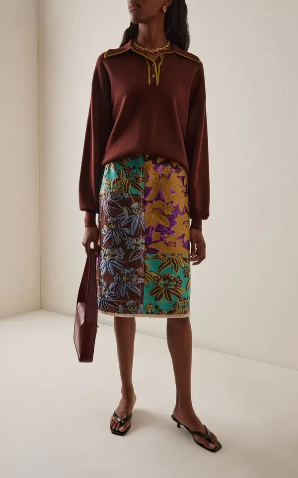 ALEMAIS Bodie Jacquard Midi Skirt