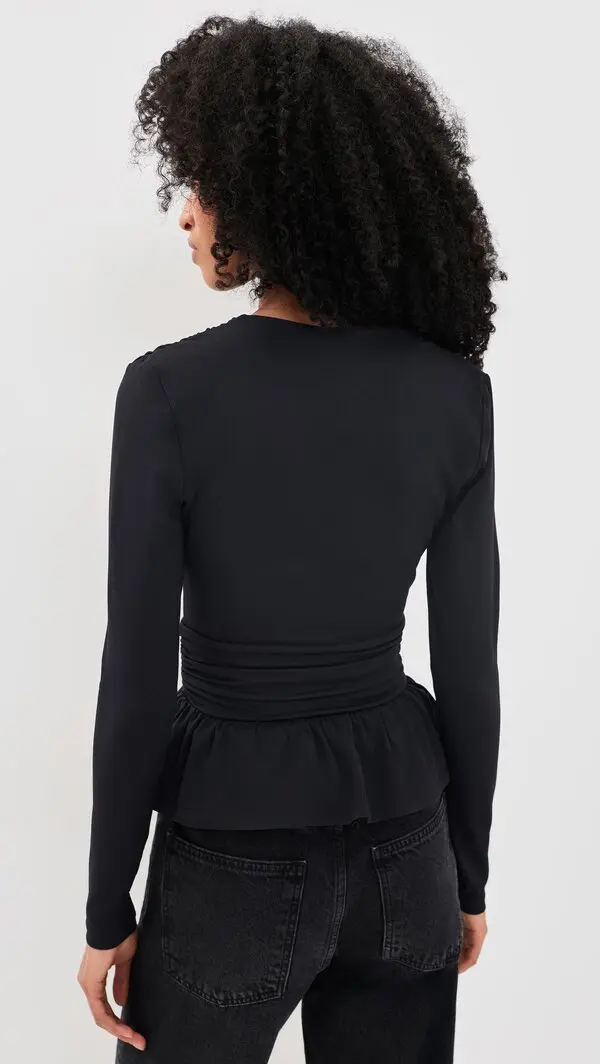 Susana Monaco Square Wire Long Sleeve Peplum Top