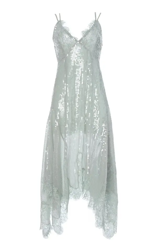 Monse High-low Sequined Midi Dress - Green