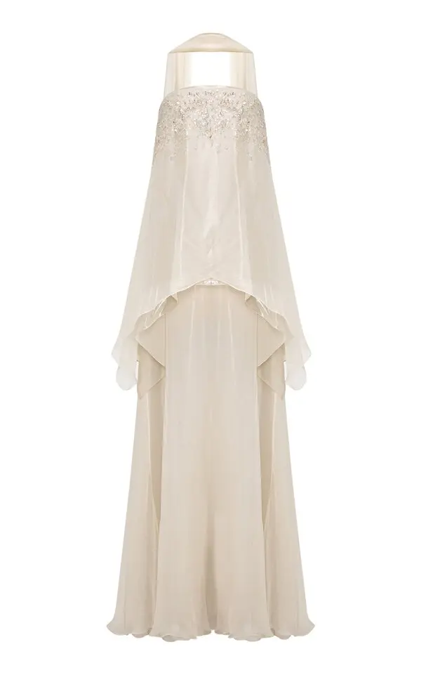 MARMAR HALIM Embroidered Silk Chiffon Maxi Dress - Ivory