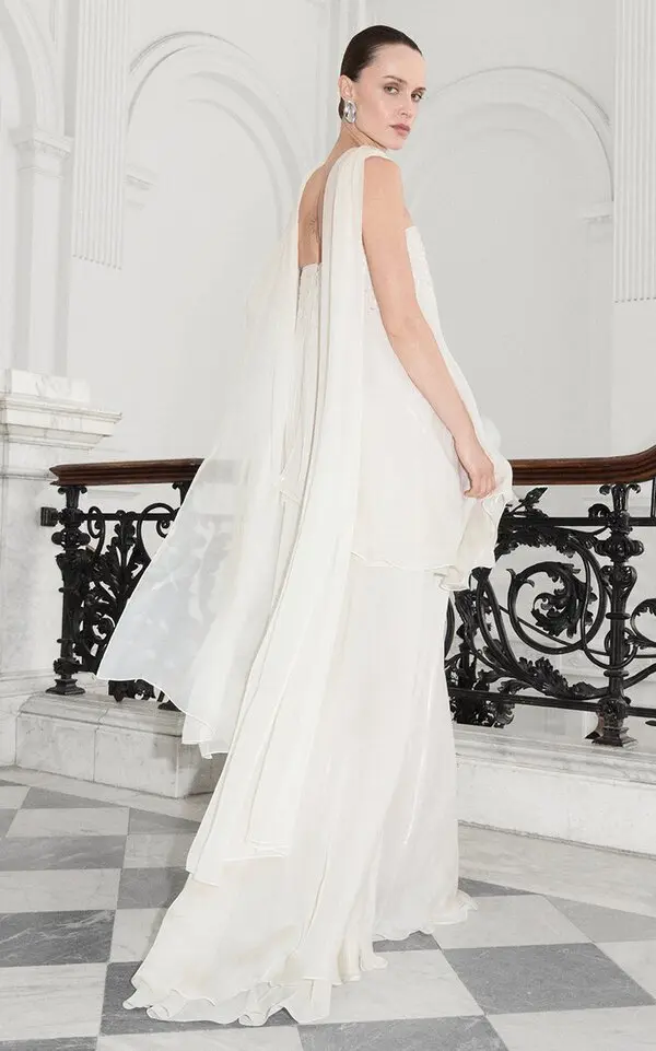 MARMAR HALIM Embroidered Silk Chiffon Maxi Dress - Ivory