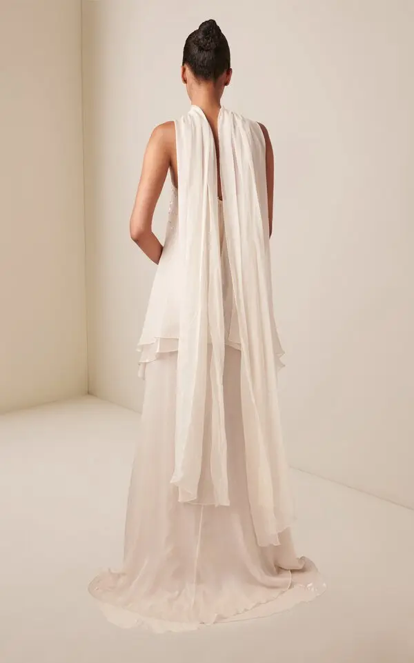 MARMAR HALIM Embroidered Silk Chiffon Maxi Dress - Ivory