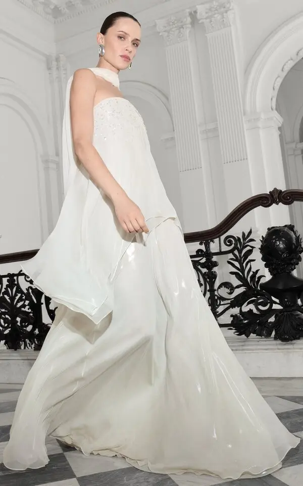 MARMAR HALIM Embroidered Silk Chiffon Maxi Dress - Ivory