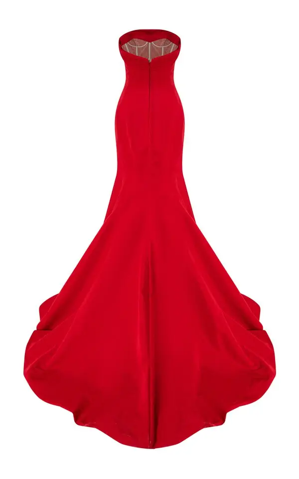 MARMAR HALIM Strapless Taffeta Fish-cut Gown