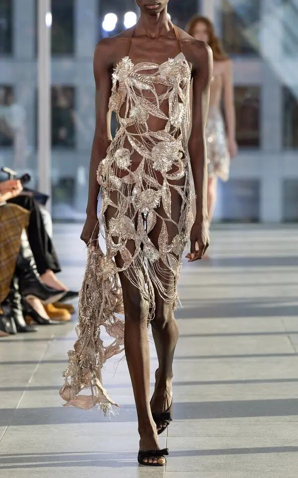 Monse Tulip Metallic Lace Mini Dress