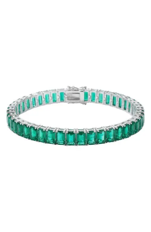 THE M JEWELERS Emerald Green Tennis Bracelet - Silver