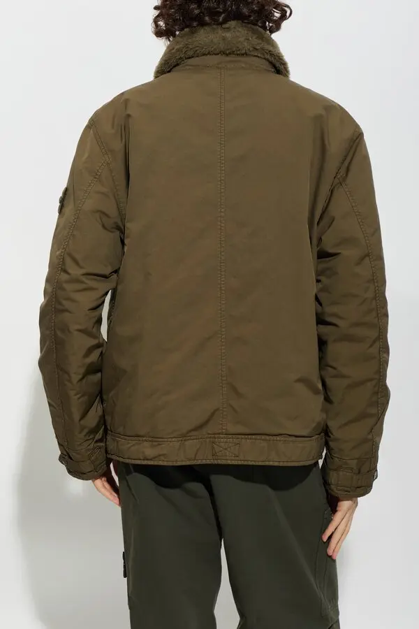 Stone Island Insulated Jacket With Faux Fur Collar