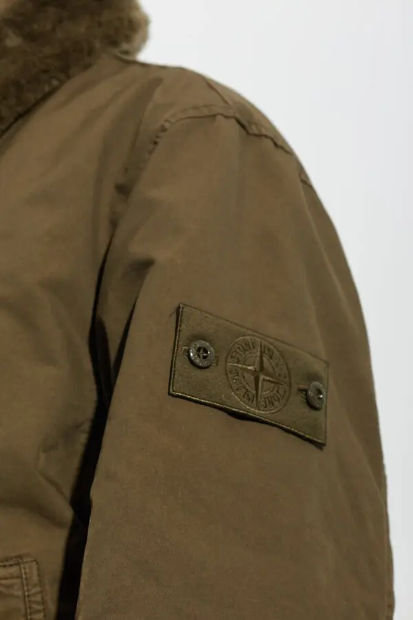 Stone Island Insulated Jacket With Faux Fur Collar
