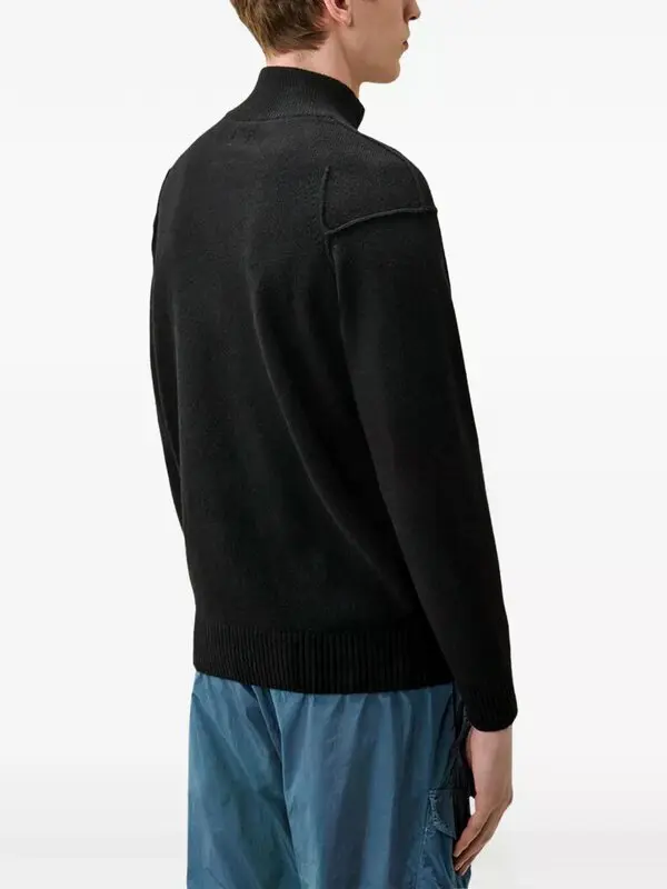 C.P. COMPANY Extrafine Merino Wool Lens Crewneck Sweater - Black
