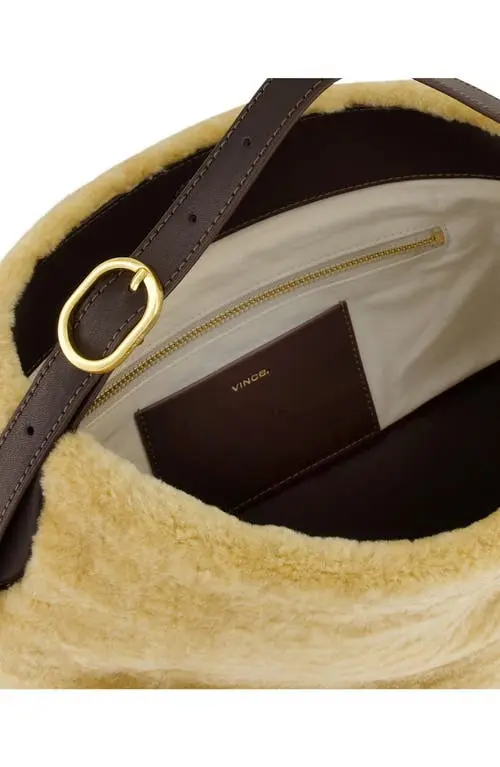 Vince Vivian Small Genuine Shearling Hobo Bag - Cream