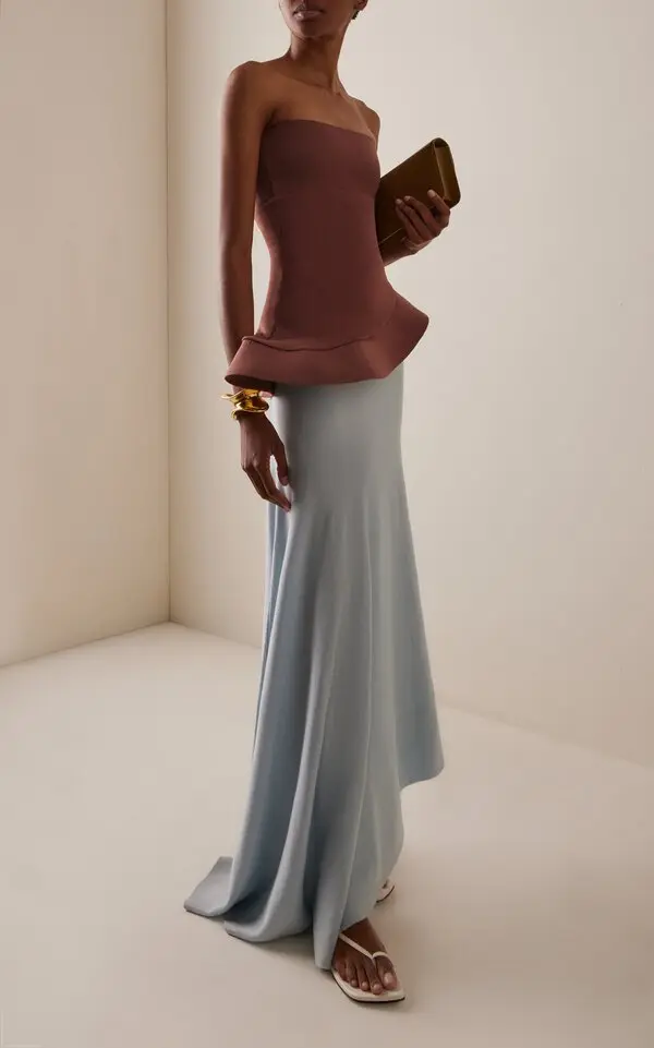 DIOTIMA Exclusive Strapless Flounce Knit Top