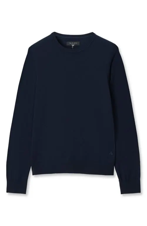 Rag & Bone 365 Merino Wool Crewneck Sweater - Navy