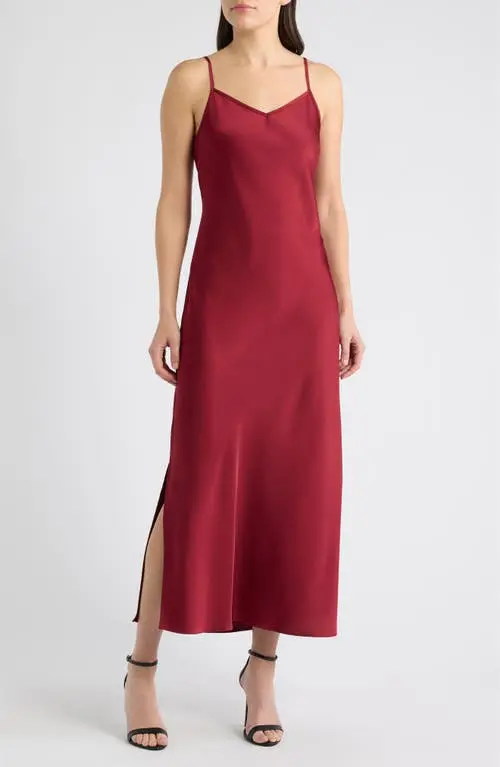 CECE DUPRAZ Satin Slip Maxi Dress & Faux Fur Jacket Set