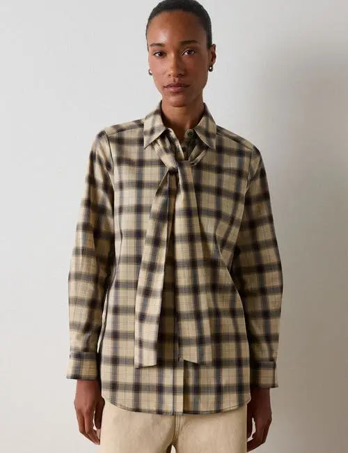Whistles Detachable Scarf Check Shirt