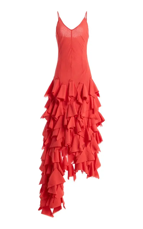 DIOTIMA Ruffled Cotton Maxi Handkerchief Dress