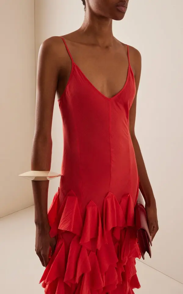 DIOTIMA Ruffled Cotton Maxi Handkerchief Dress