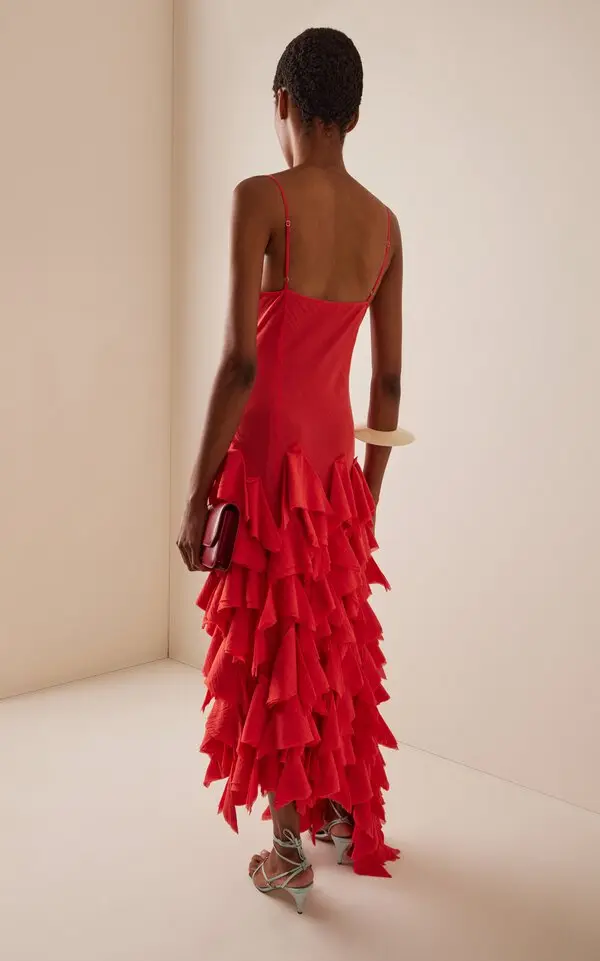 DIOTIMA Ruffled Cotton Maxi Handkerchief Dress