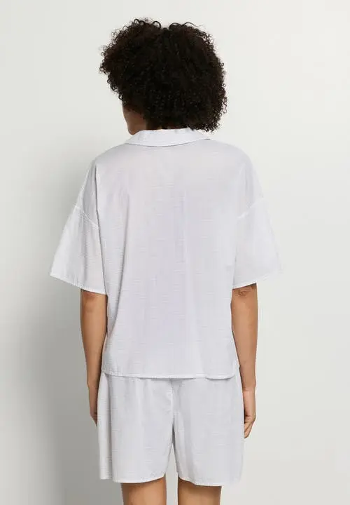 Hanro Sleep And Lounge Button Front Shirt - Squared Sky