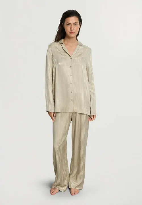 Hanro Sleep And Lounge Jacquard Stripe Shirt