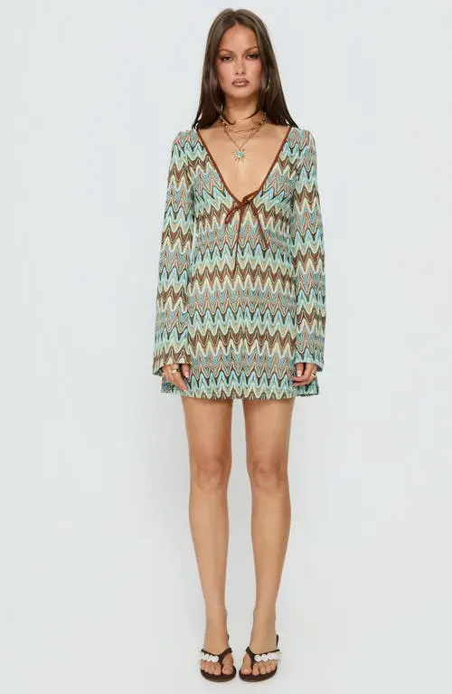 Princess Polly Rizario Metallic Long Sleeve Minidress