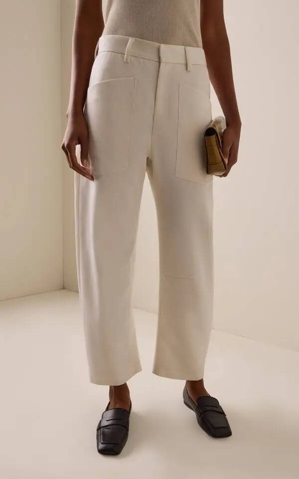 NILI LOTAN Shon Wool Barrel-leg Pants