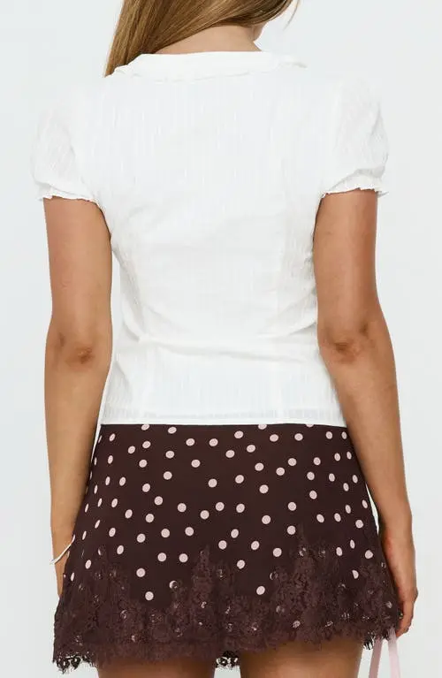 Princess Polly Dellen Frill Detail Puff Sleeve Blouse - White
