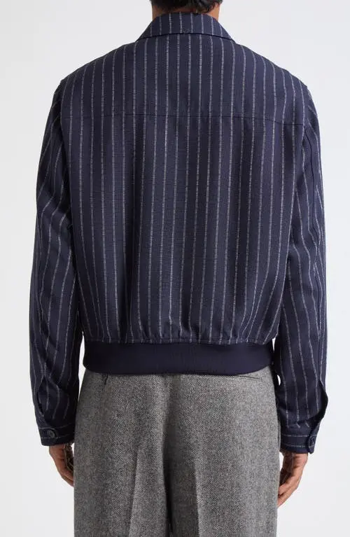 Dolce & Gabbana Pinstripe Embroidered Harrington Jacket - Rigato