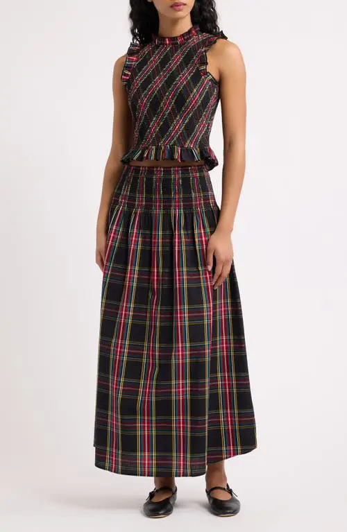 Saylor Bettina Plaid Sleeveless Cotton Top And Maxi Skirt Set - Multi