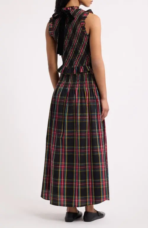 Saylor Bettina Plaid Sleeveless Cotton Top And Maxi Skirt Set