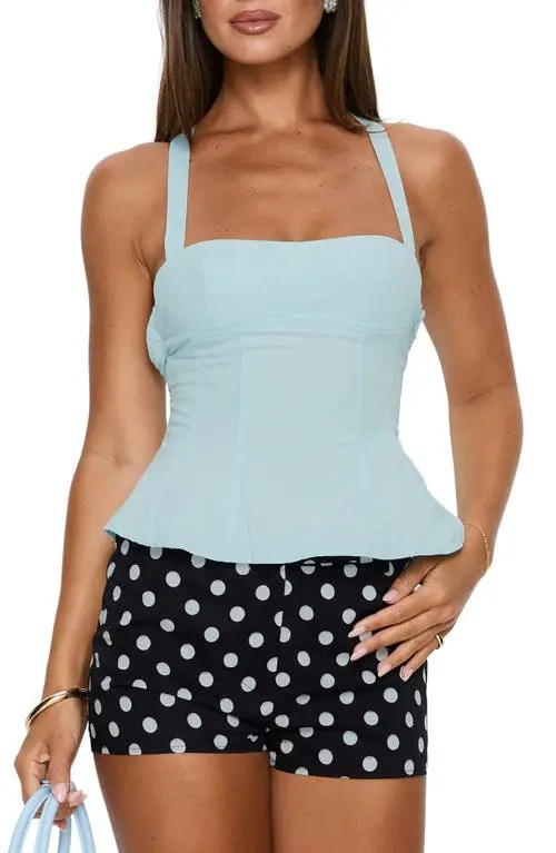 Princess Polly Sandrelle Tie Back Cotton Top - Blue