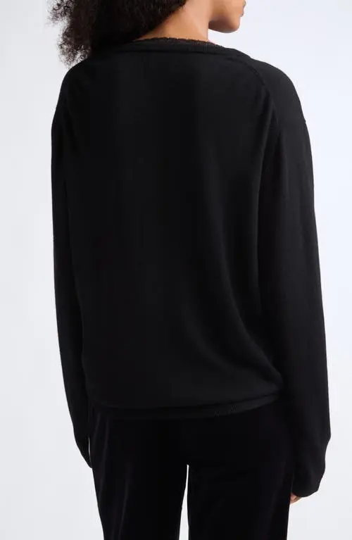 Posse Primrose Lace Trim V-neck Sweater - Black