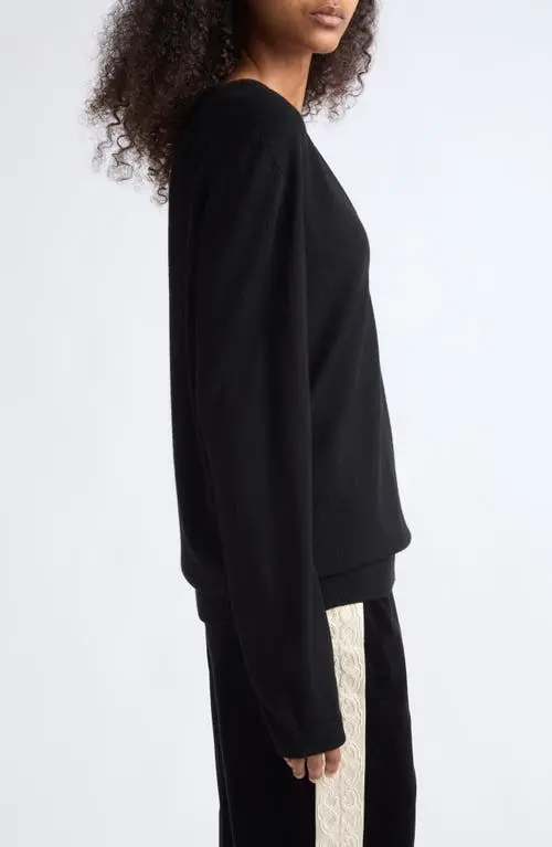 Posse Primrose Lace Trim V-neck Sweater - Black