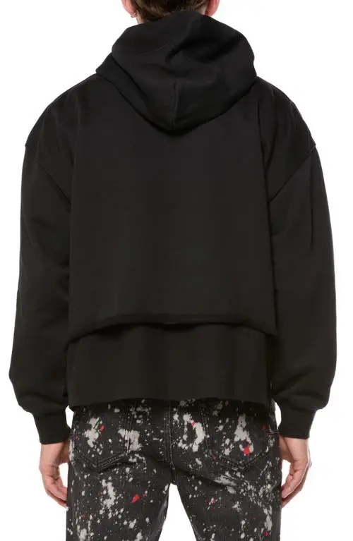 PURPLE BRAND Double Layer Oversize Graphic Cotton Fleece Hoodie