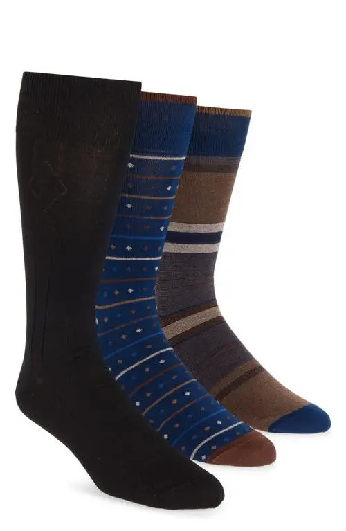 Bugatchi Assorted 3-pack Dress Socks - Mocha