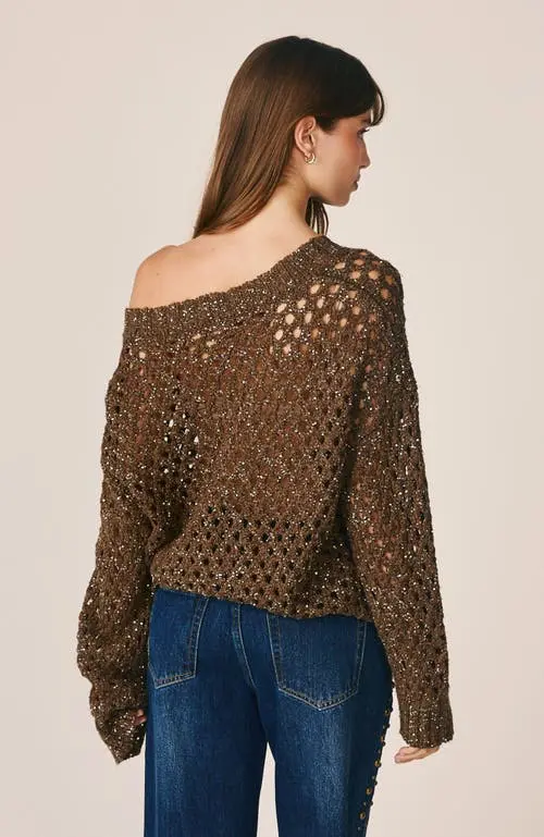 ALMA EN PENA Openwork V-neck Sweater