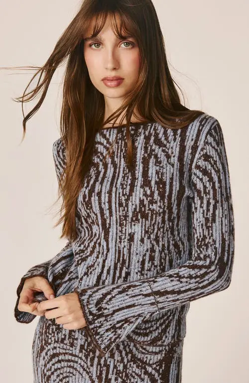 ALMA EN PENA Abstract Print Knit Sweater