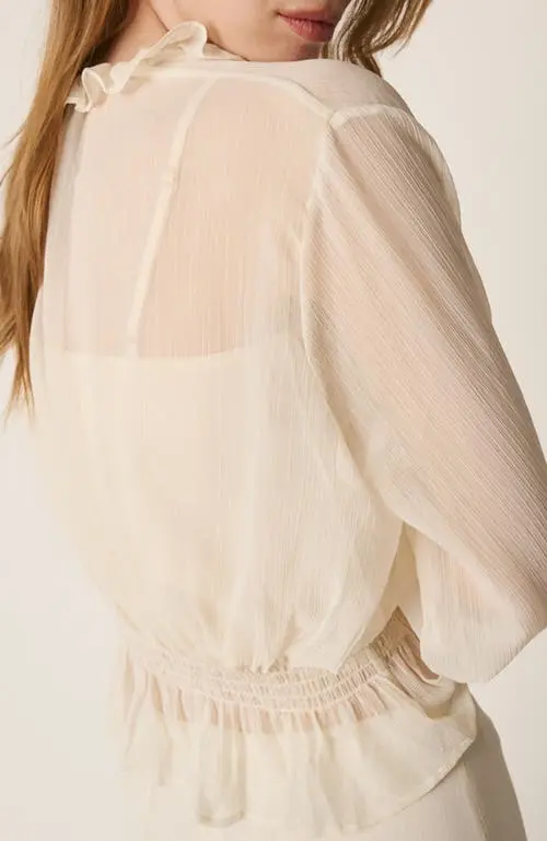 ALMA EN PENA Semi-transparent Ruffled Blouse - Ice