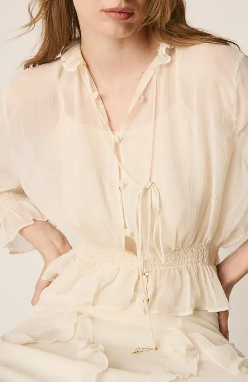 ALMA EN PENA Semi-transparent Ruffled Blouse - Ice